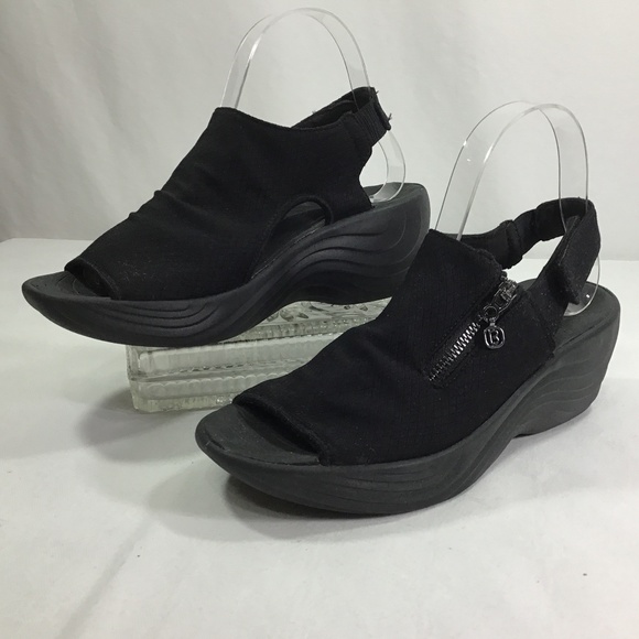 BZees Zipline Black Slingback Wedge Sandals | Shoes | Bzees Zipline ...